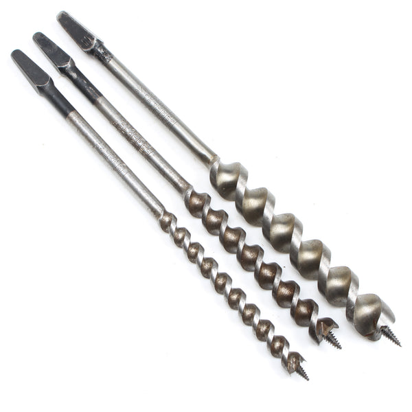 3x Old Stanley 'Russell Jennings' Twist Auger Drill Bits - 6/16", 8/16 ...