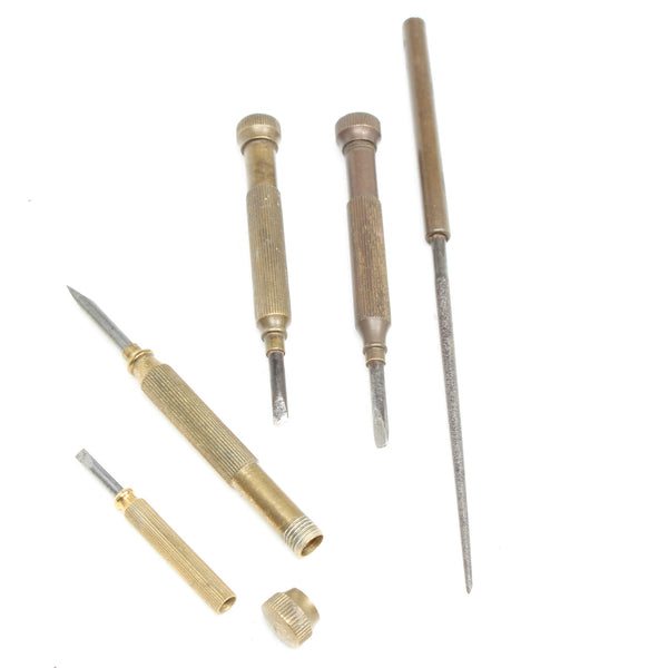 Old Small Brass Multi-Screwdrivers + File – OldTools.co.uk