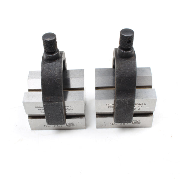 2x Brown & Sharpe Vee Blocks + Clamps No. 287 (USA) – OldTools.co.uk