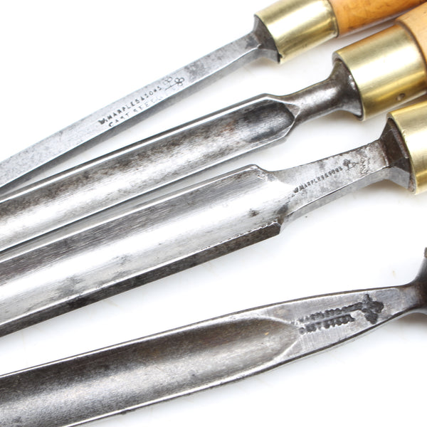 4x Old Marples Firmer Gouges & Chisel (Boxwood) – OldTools.co.uk