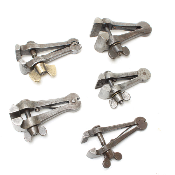 5x Old Small Hand / Finger Clamps – OldTools.co.uk