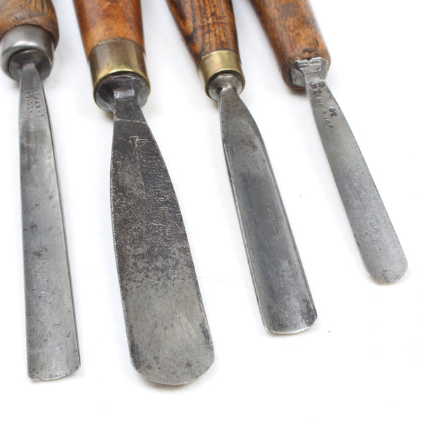 4x Old Woodcarving Tools (Beech) – OldTools.co.uk