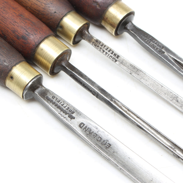 4x Addis Woodcarving Tools (Mahogany) – OldTools.co.uk