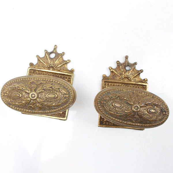 2x Old Ornate Brass Door Handles – OldTools.co.uk