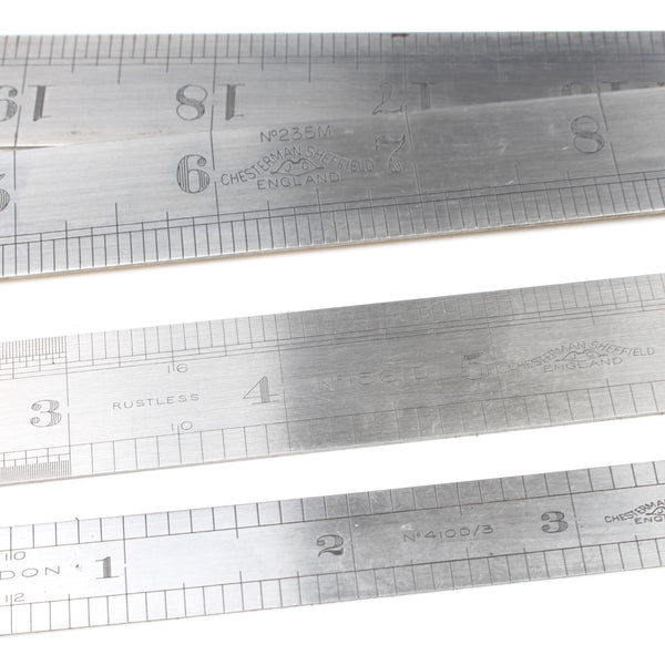 3x Chesterman Rules No 235M, 410D/3, 1561D - 4", 6" & 24" – OldTools.co.uk
