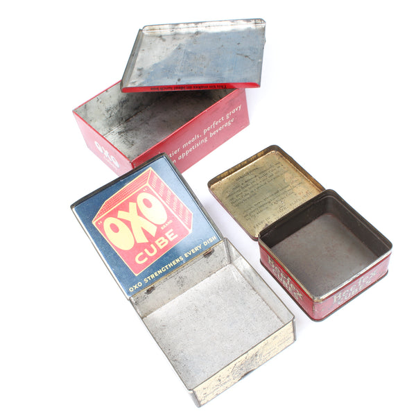 3x Old Oxo Tins / Beefex Cubes Tins – OldTools.co.uk