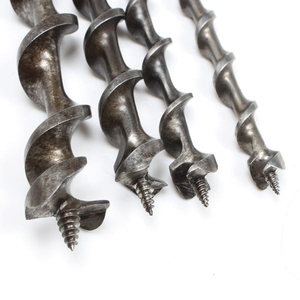 4x Ridgway Twist Auger Bits - 3/8", 1/2", 5/8", 13/16" – OldTools.co.uk