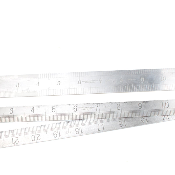 2x Rabone Chesterman Steel Rules - No's 52, 411DR - 12" – OldTools.co.uk