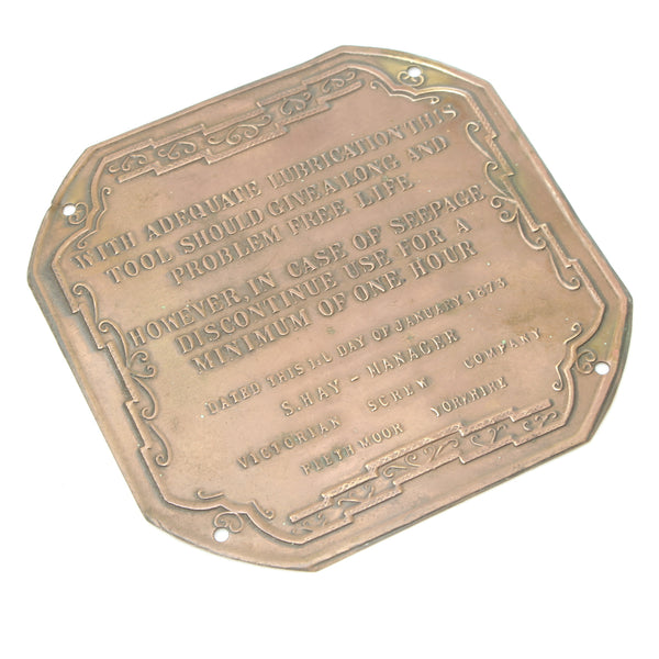 Old Victorian Sign / Plaque - Victorian Screw Company - c.1873 ...