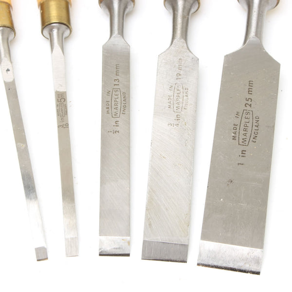 SOLD - 5 Wm. Marples Firmer Chisels - Boxwood – OldTools.co.uk