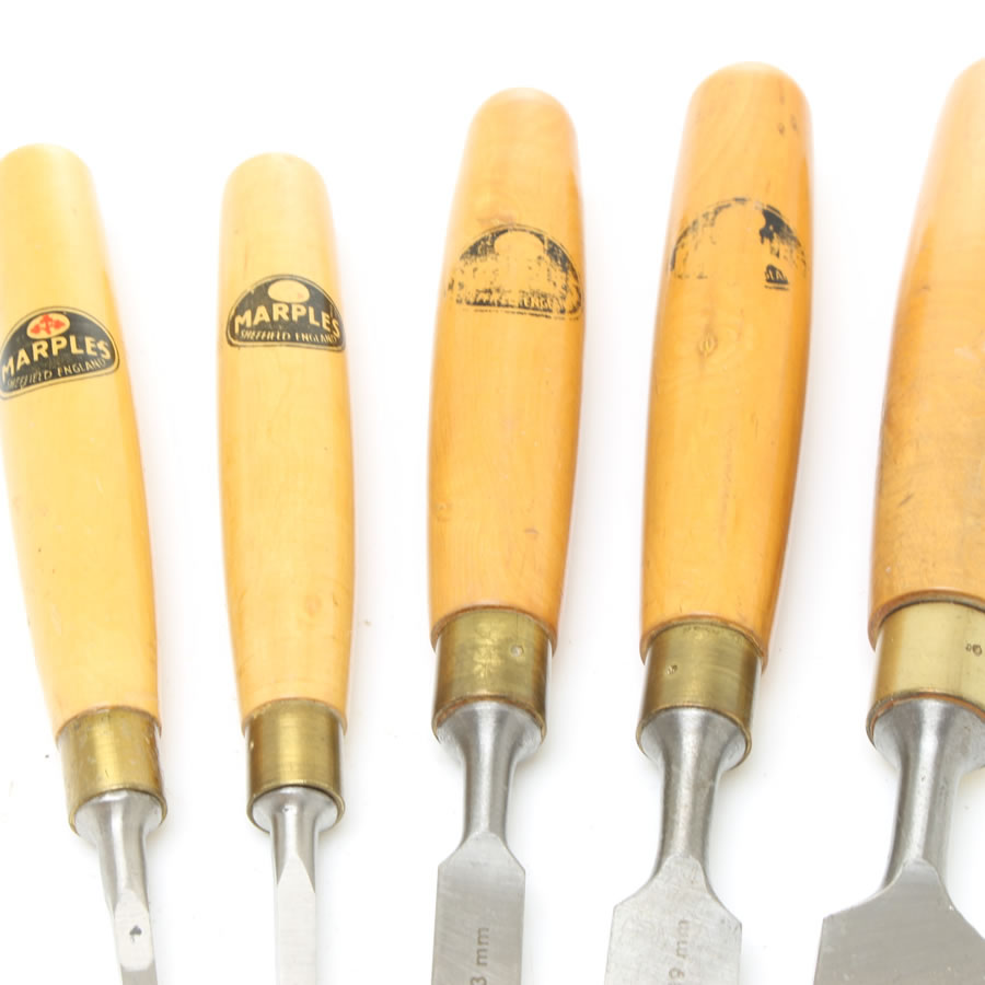 SOLD - 5 Wm. Marples Firmer Chisels - Boxwood – OldTools.co.uk