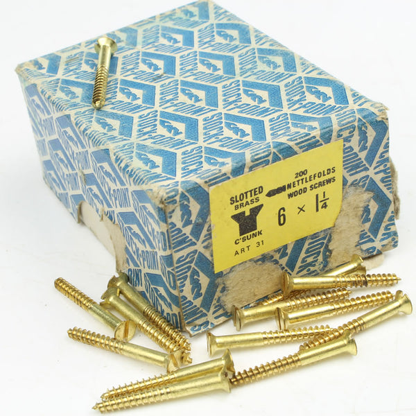 25 x Nettlefolds C’Sunk Brass Screws – 1 1/4” x 6 – OldTools.co.uk